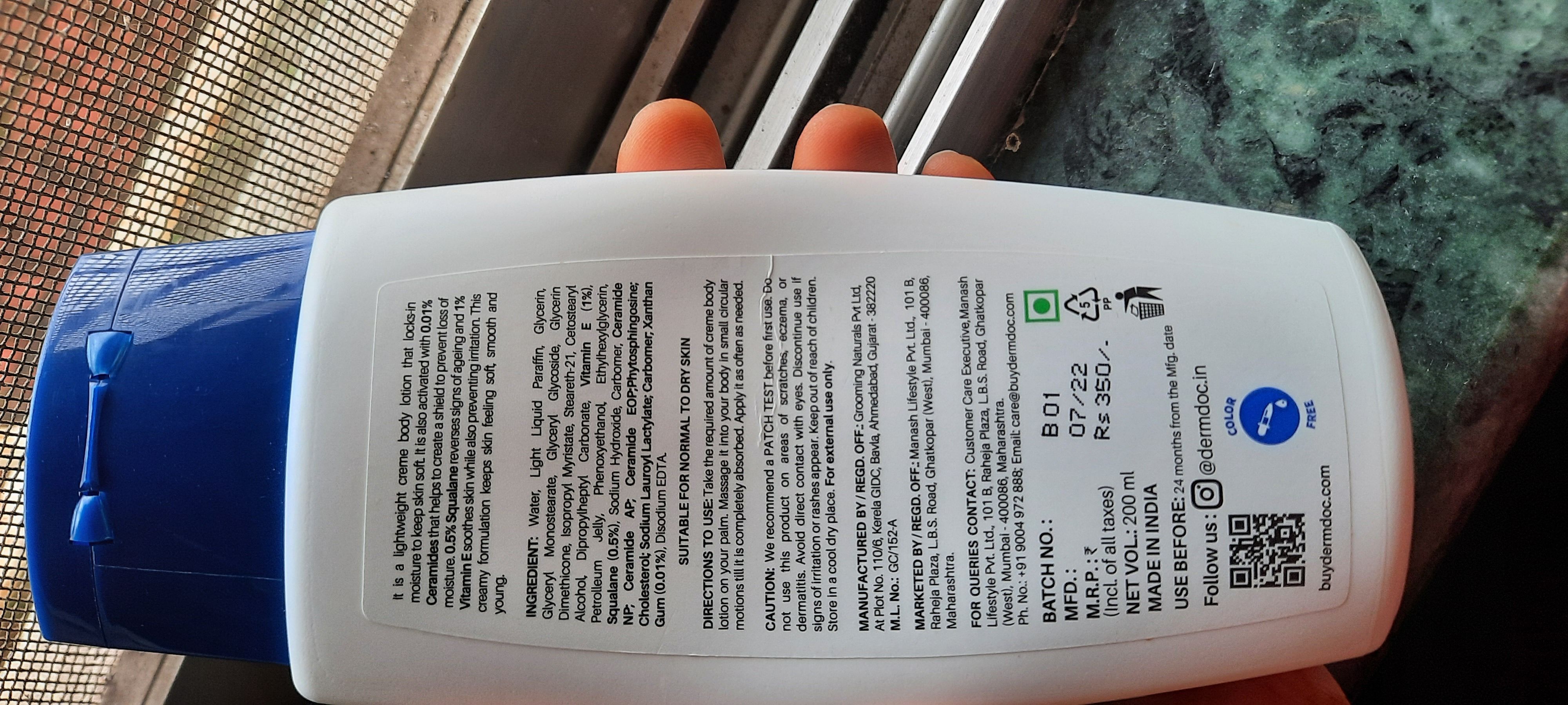 Dermdoc Ceramides, Squalene & Vitamin E Deep Moisturizing Creme Body ...