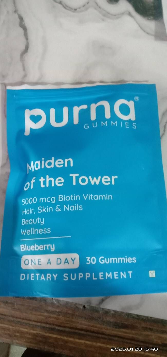 Purna Gummies 5000mcg Biotin Blueberry Gummies With Vitamin B12 For ...